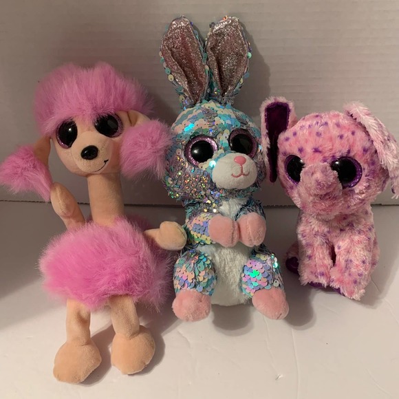 Ty | Toys | Ty Beanie Boos Big Eyes Poodle Elephant Bunny Lot Of 3 ...